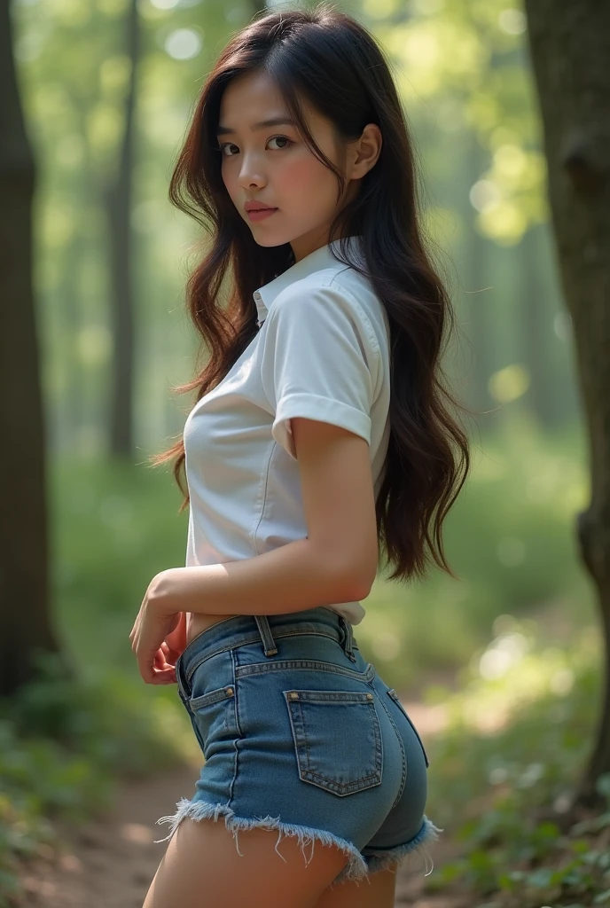 A cute woman from thailand with short security guard suit - SeaArt AI