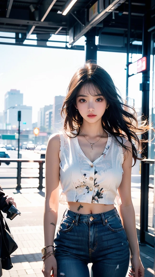 1girl ，thin waist， Round Rolled Chest ， Tan Skin ，Light makeup - SeaArt AI