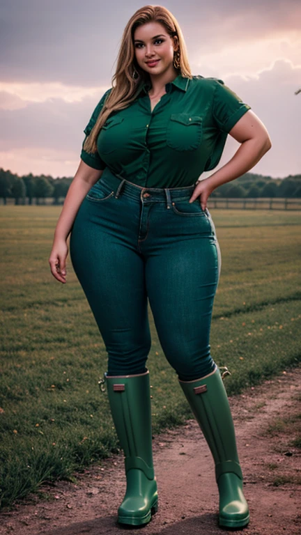 Midsummer, Pasture with cows, Full body shot of an attractive muscular ...