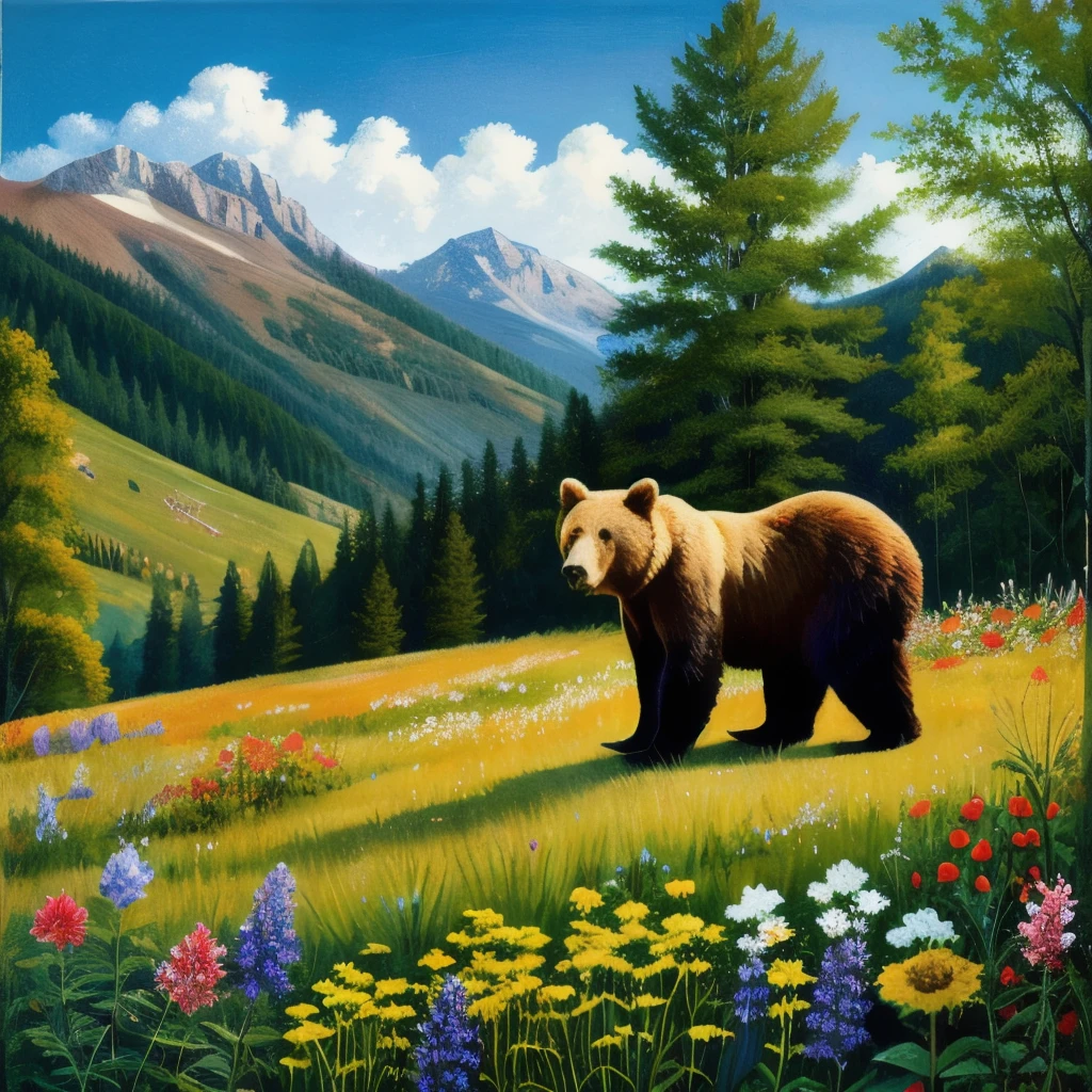 Bear wandering in the Field.