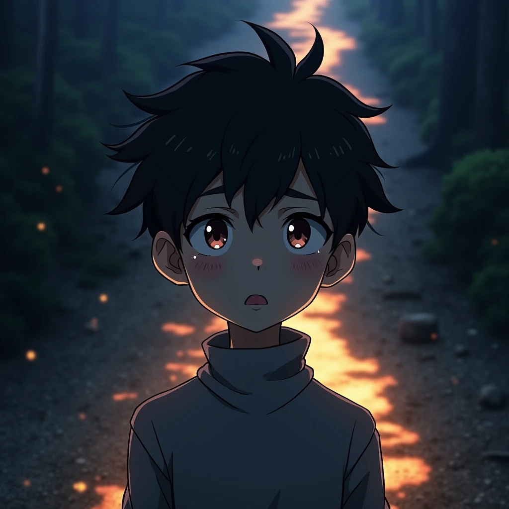 Visual: The male protagonist stands at a crossroads, one path leading ...