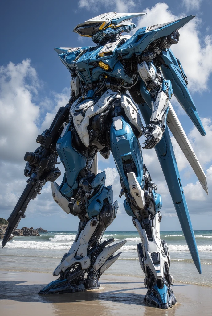 A robot like Gundam。The low tide is about 18 meters。sword、Possess a ...