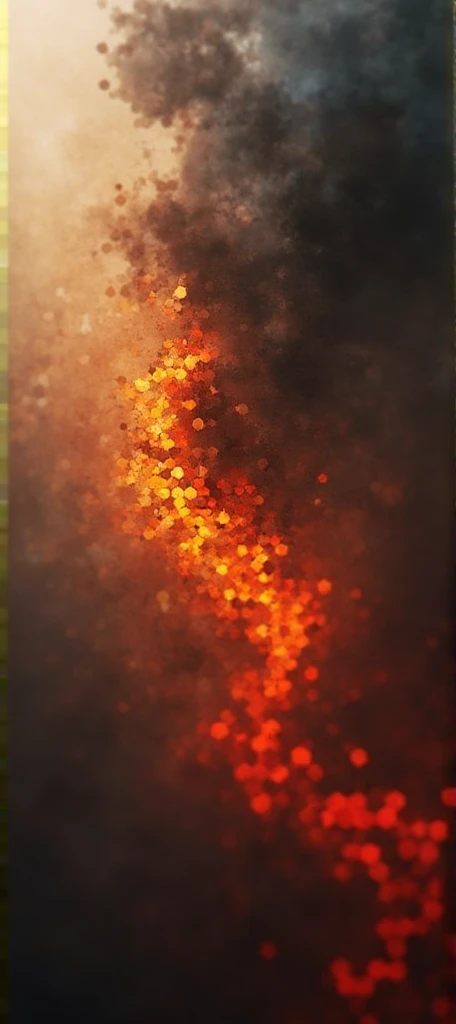This image uses a hexagonal mosaic to create a smoky or fiery effect ...