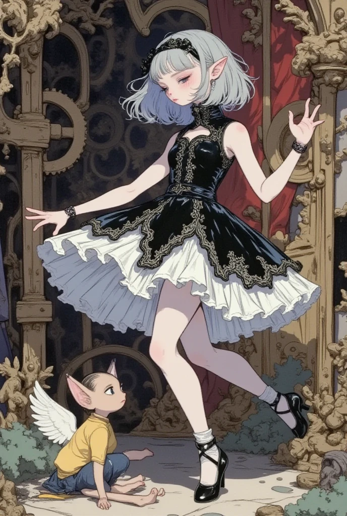 (masterpiece, perfect detail), ( 1girl , doll body, ball jointed doll ...