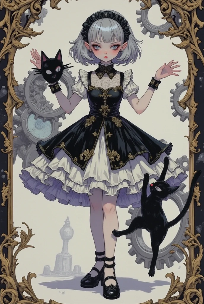 (masterpiece, perfect detail), ( 1girl , doll body, ball jointed doll ...