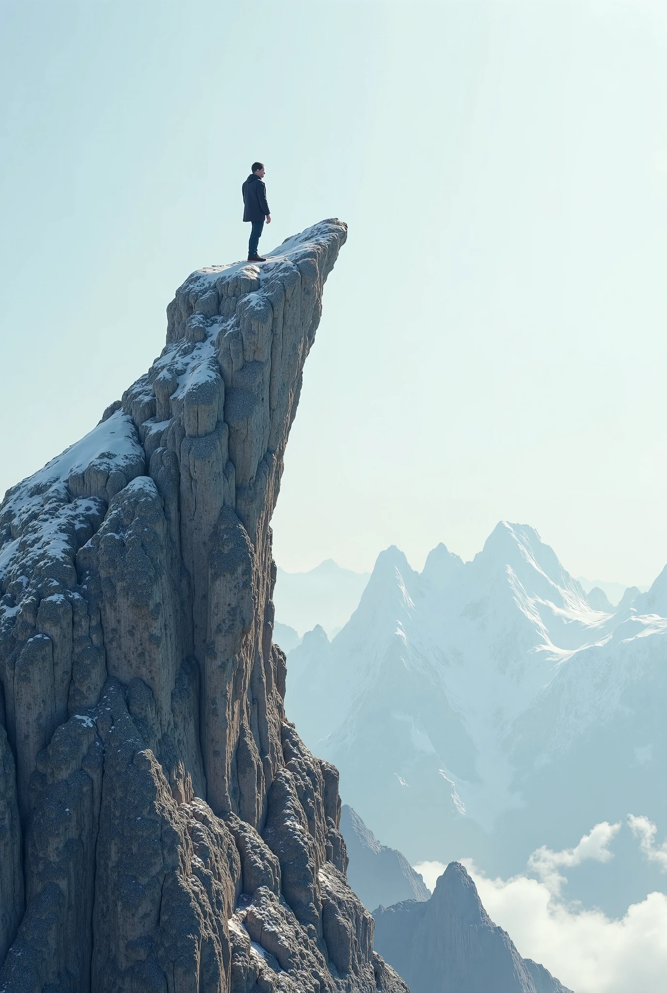 There is a man standing on a rock with a view of the mountains - SeaArt AI