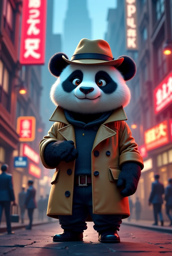 An animated panda as a detective - SeaArt AI