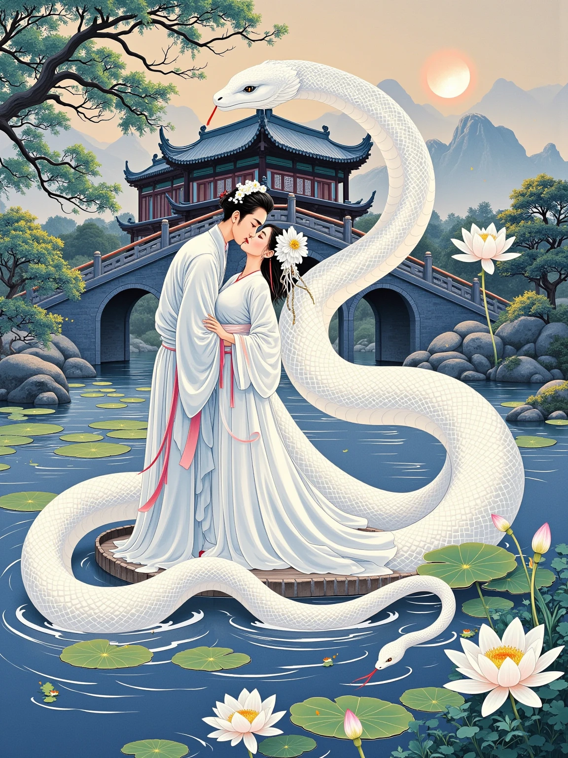 The Legend of the White Snake，Chinese style，Ink，Fine brushwork - SeaArt AI