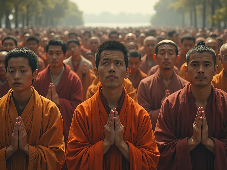 In Buddhism, you reverently portray many people repenting and praying ...