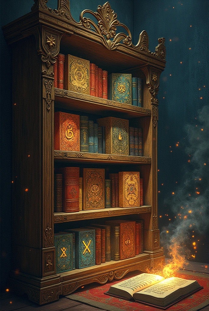 Bookshelf drawing magic fantasy - SeaArt AI