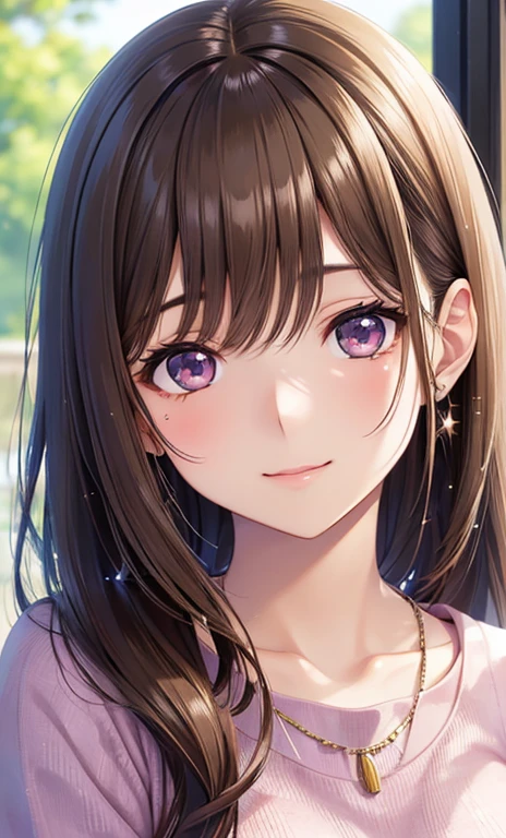 anegasaki nene, shiny chestnut hair, (brown pretty eyes, sparkling eyes ...