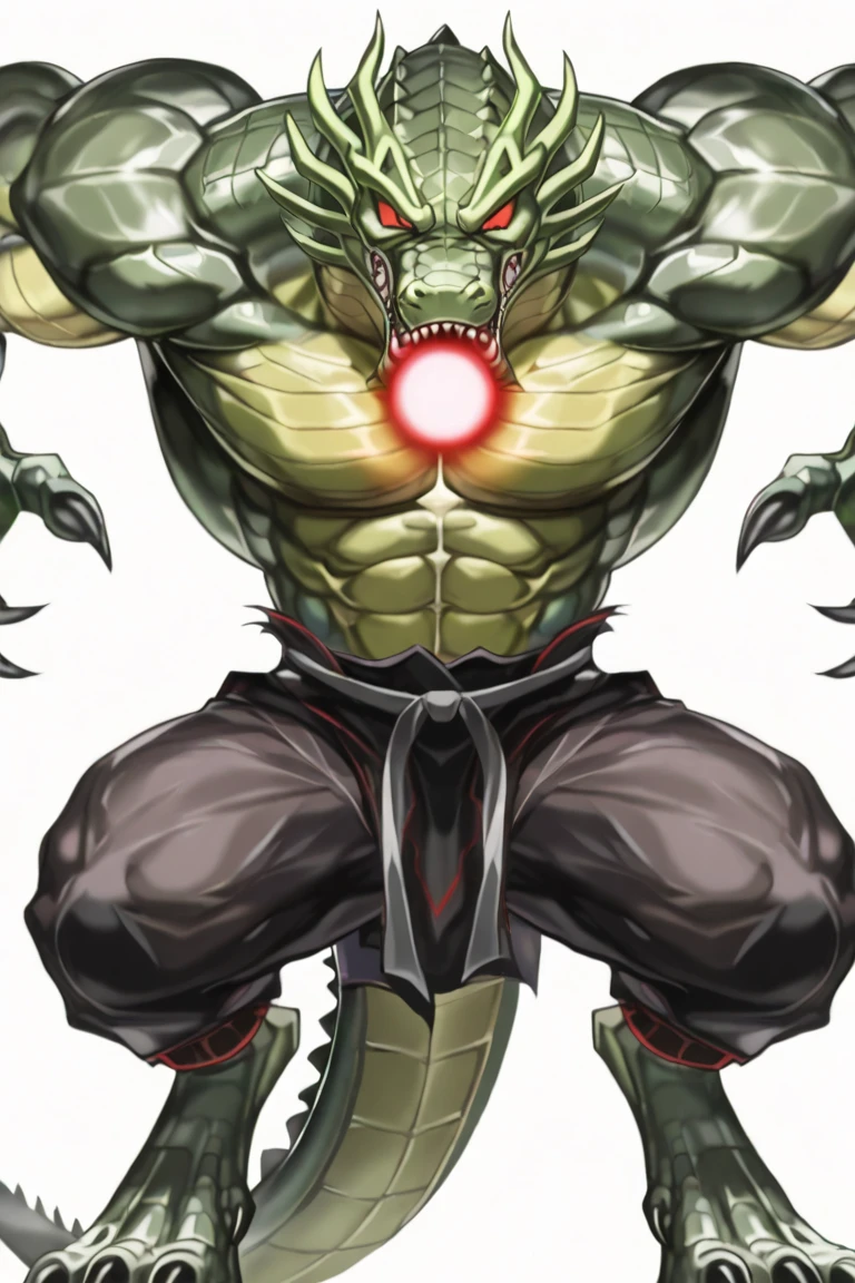 Shendu, anthro, solo, male, huge body, (feral:0.7), scale, detail scale ...