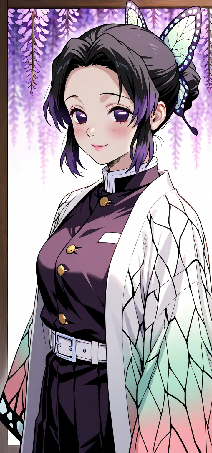 ***Create a realistic half-body (waist-up) portrait of Shinobu Kocho ...