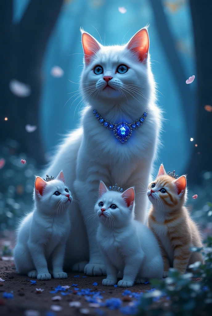 Ethereal Cat Kingdom Gathering "A group of royal cats gathers in an ...