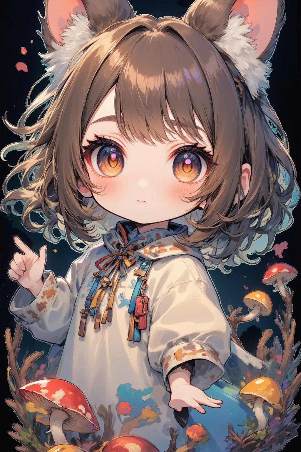 Unrealistic Magical Forest でリスのぬいぐるみを着た、Little character girl - SeaArt AI