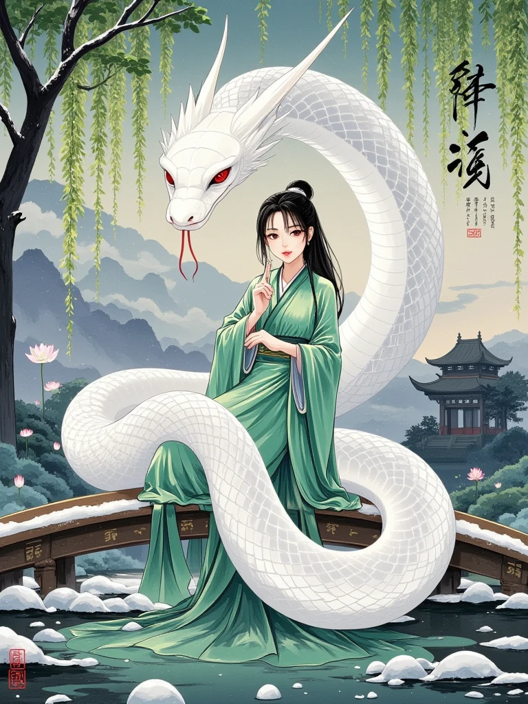 The Legend of the White Snake，Chinese style，Ink，Fine brushwork - SeaArt AI