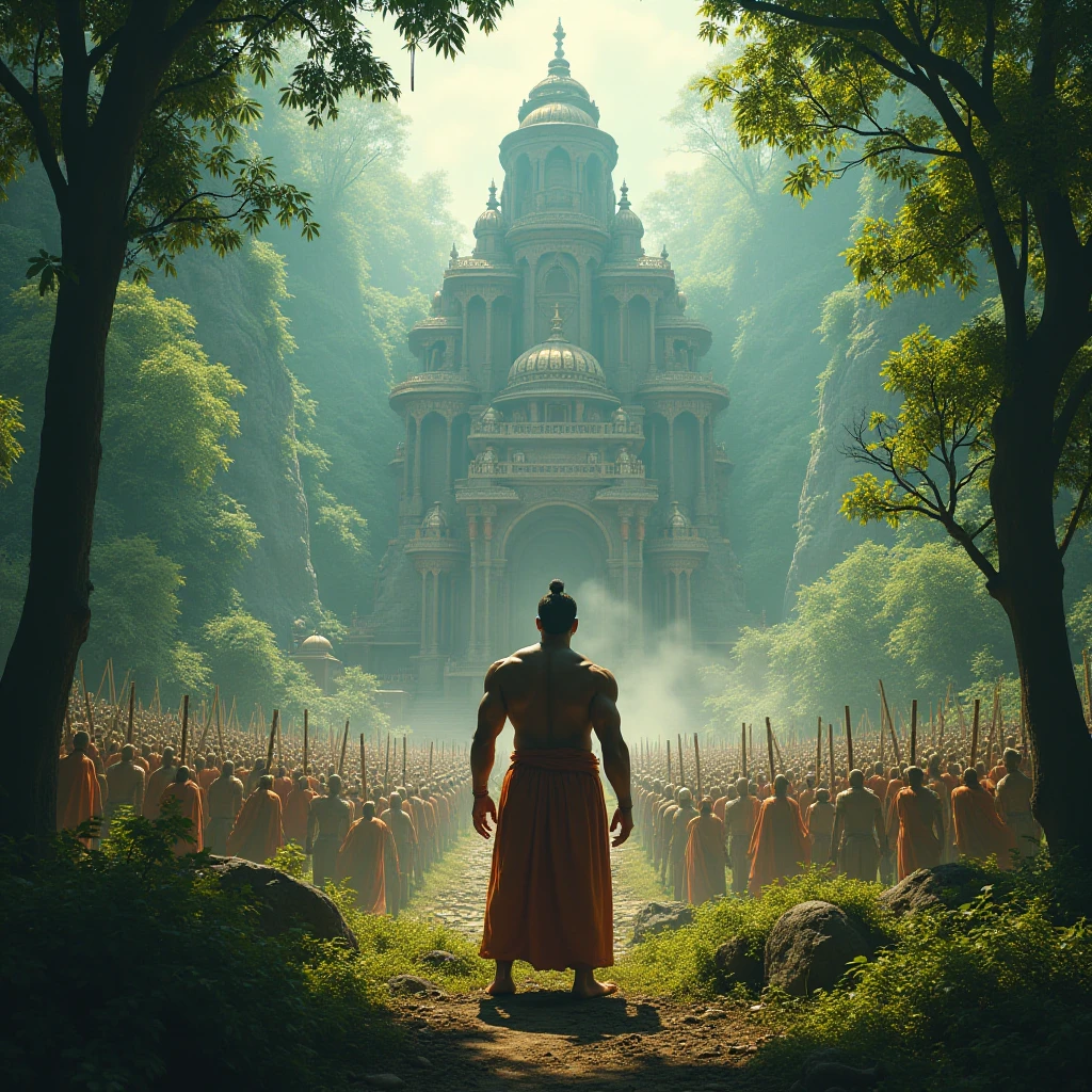 "Duryodhan mascular body with his army and entourage, confidently ...