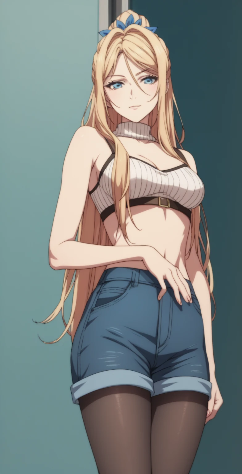 Chloe : short very short, lace pantyhose, short blouse. - SeaArt AI