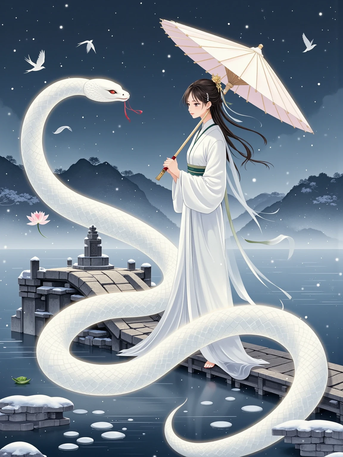 Please draw a long scroll full of oriental poetry， With the Legend of ...