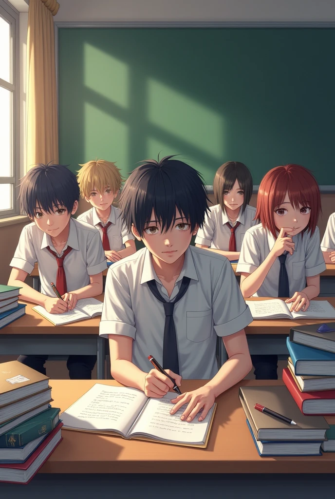 Classroom high school students male During class simple uniform Lots of ...
