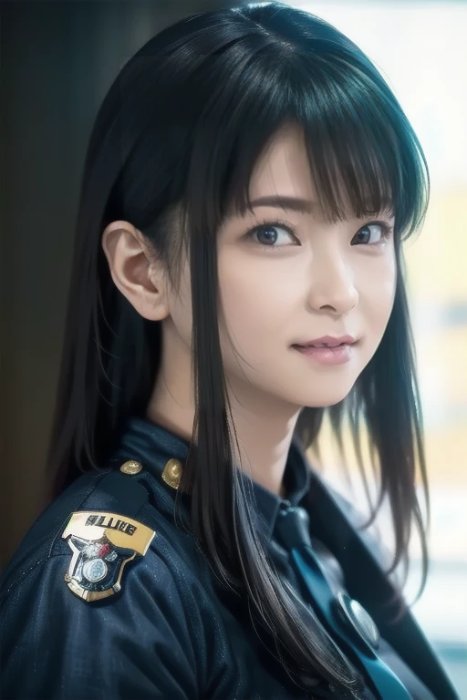 美しい女性モデルNatleポートレート., ジョージア・ファウラー, 美しい顔, 長い薄い青い髪 , サイバーパンクな街の朝 - SeaArt AI