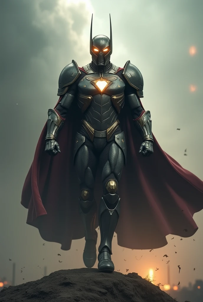 The figure of a man returned to its epic and armored form, his cape ...