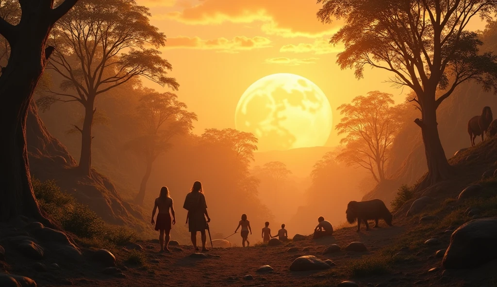 An opening scene showing a primitive planet Earth , with wild and ...
