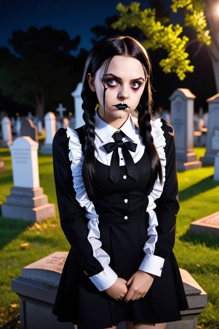 Wednesday Addams cosplay showing the vagina and anus with an angry face ...