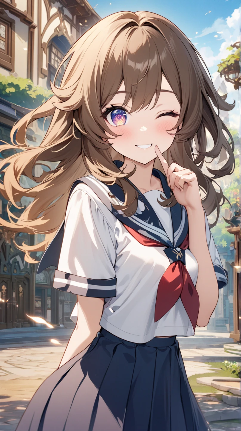 Walnut( Genshin Impact), female 1 person, Brown Long Hair - SeaArt AI