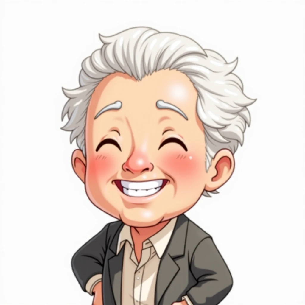 Animated 60-year-old man , anime type, , White hair men's men - SeaArt AI