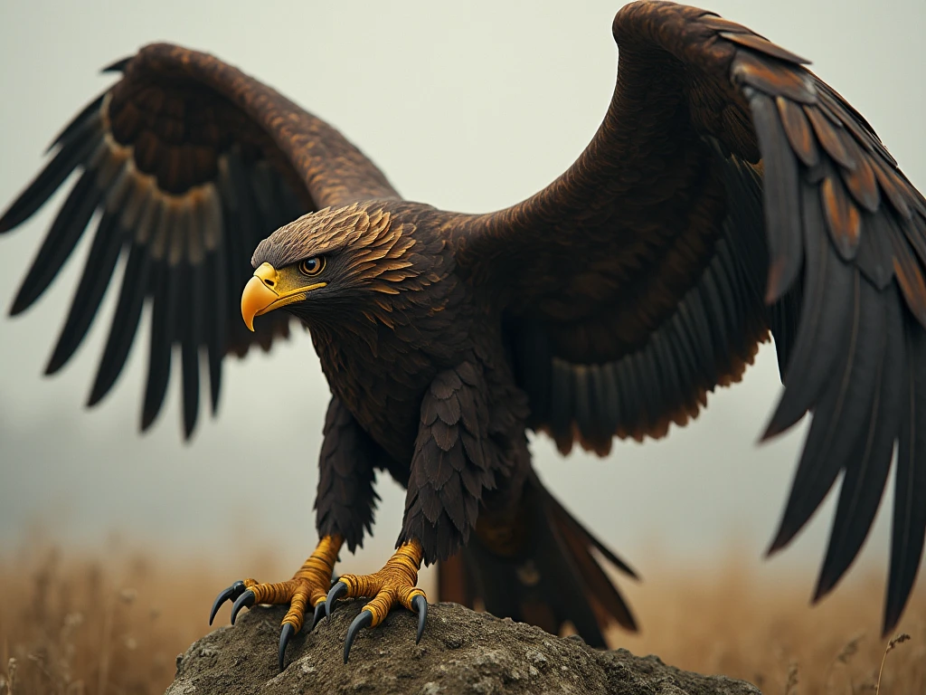 an eagle with long talons as well as hazel eyes baked with cruelty ...