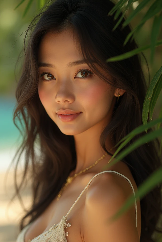 Make me an indonesian woman with skinny yellow skin, dark hair - SeaArt AI