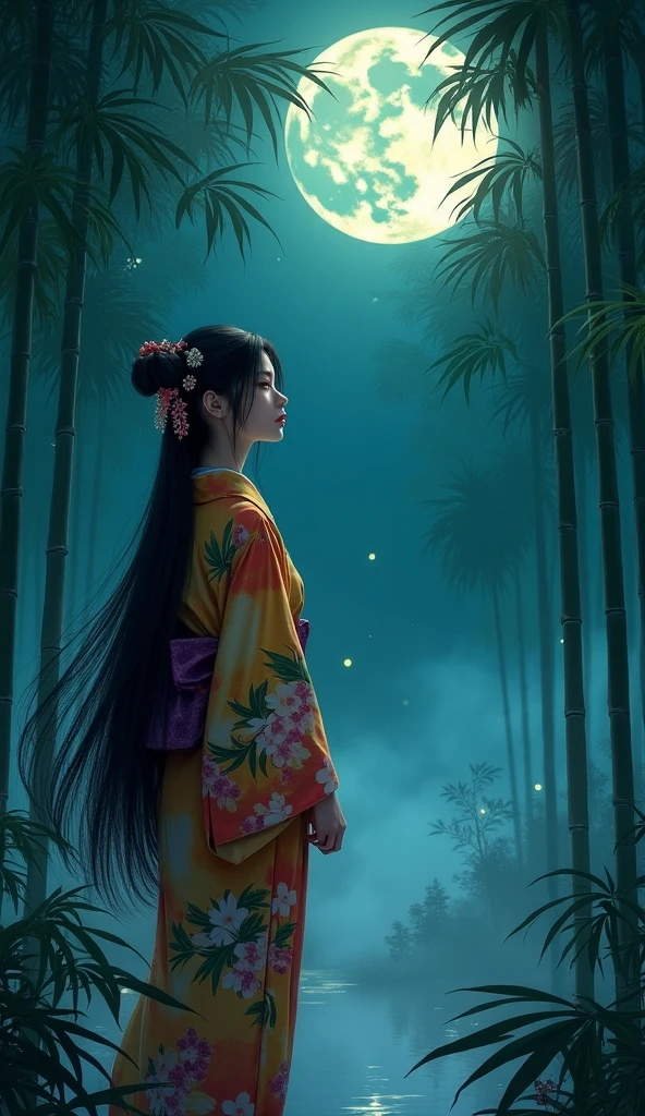 1girl, solo, long_hair, black_hair, hair_ornament, photoshop - SeaArt AI