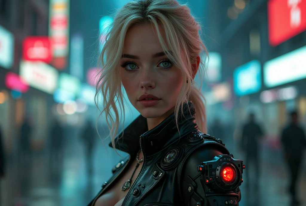 An image of a beautiful woman with light-blonde hair and hazel green ...