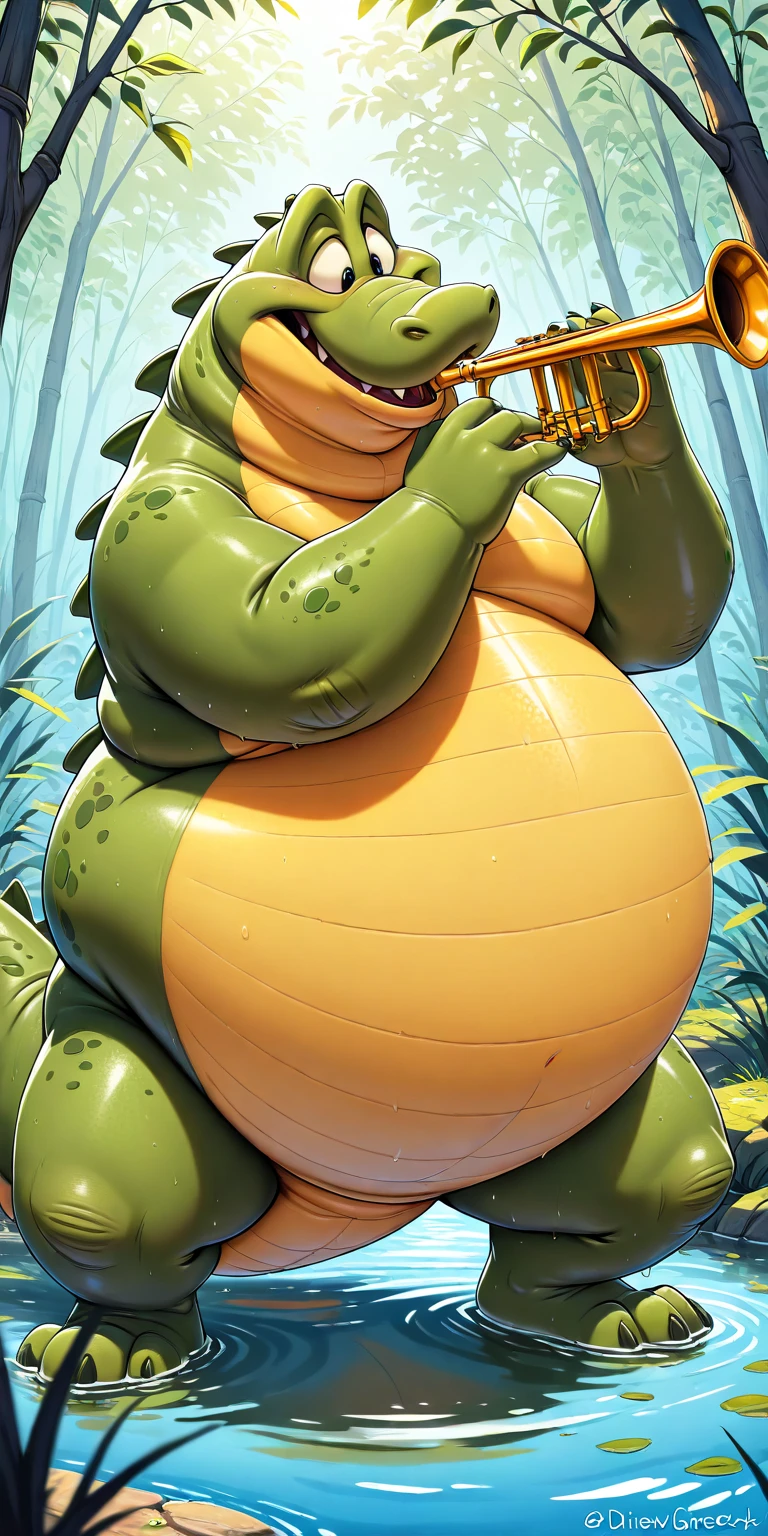 Solo, 1boy\(alligator,Louis, large, overweight,dinamic action - SeaArt AI