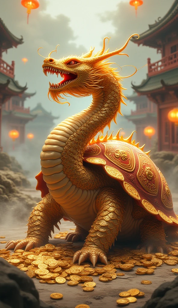 A detailed and high-quality illustration of a **Longgui (Dragon Turtle ...