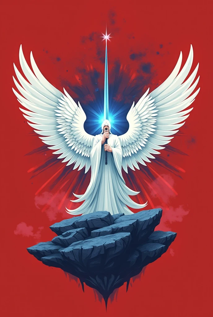 The image is a graphic design with a red background and there is an ...