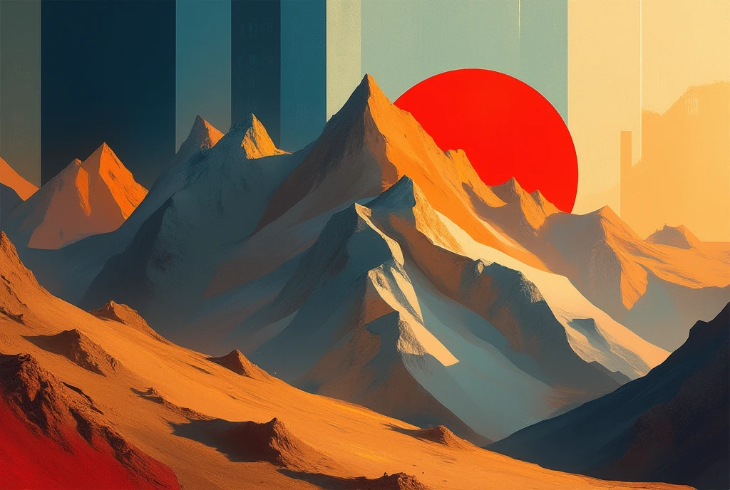 A breathtaking geometric mountain landscape inspired by Bauhaus and ...