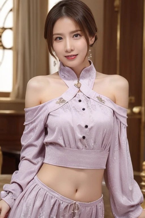 Eccentric china dress shoulder out belly button out shoulder out cute ...