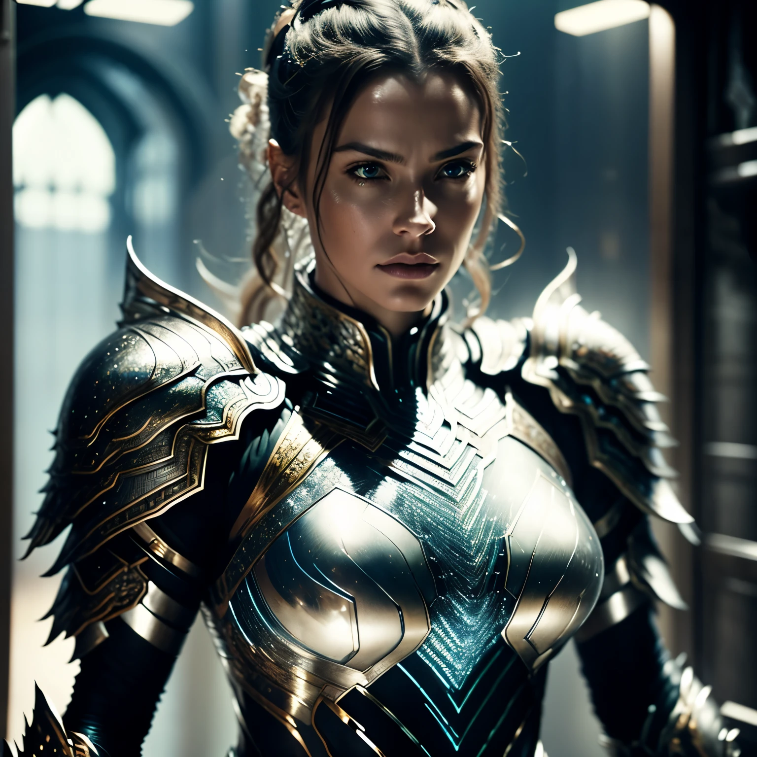 Arafed woman in armor with a sword and a sword - SeaArt AI