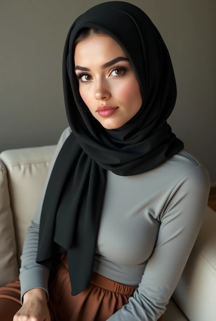 Photorealistic european young hijabi woman, 160cm tall, ((smooth skin ...