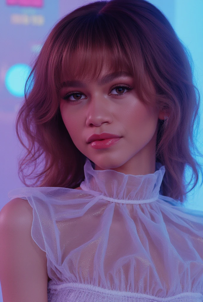 Vaporwave style , 25-year-old girl with and. Retro aesthetic - SeaArt AI