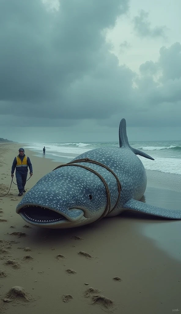 "A colossal sea creature resembling a hybrid between a whale shark and ...