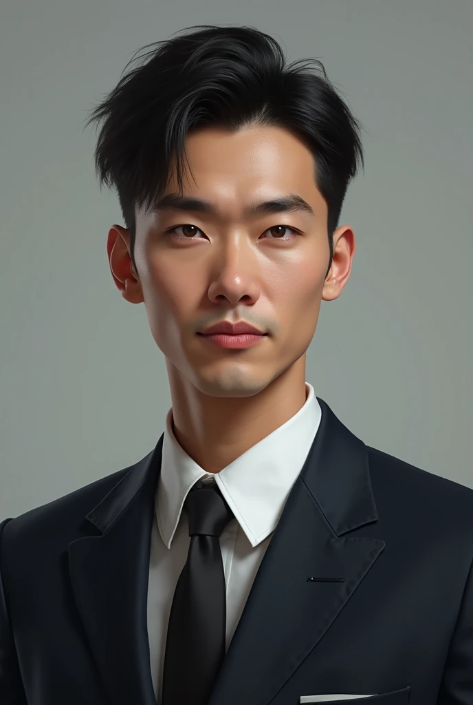 Realistic male blazer uniform hyper realistic black hair brown eyes ...