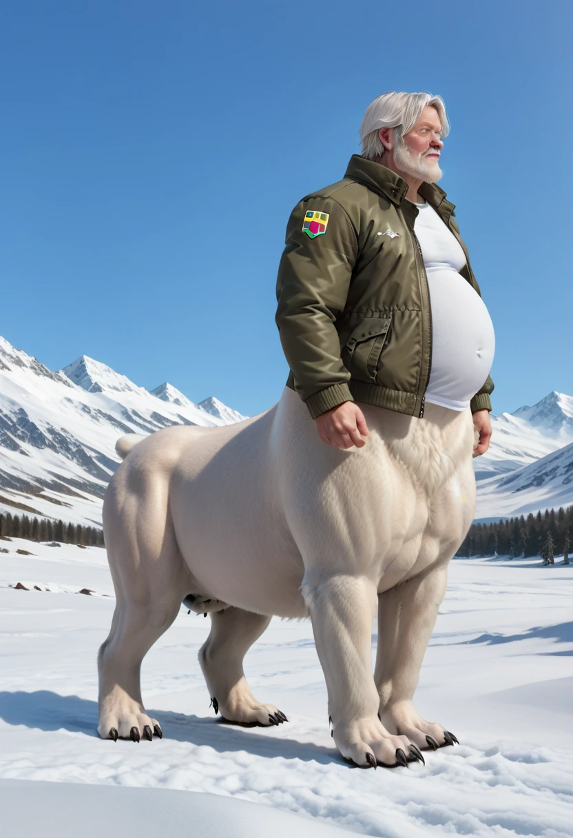 Furry, huge fur taur,huge white beartaur, solo, 1man, Semi-Realistic ...