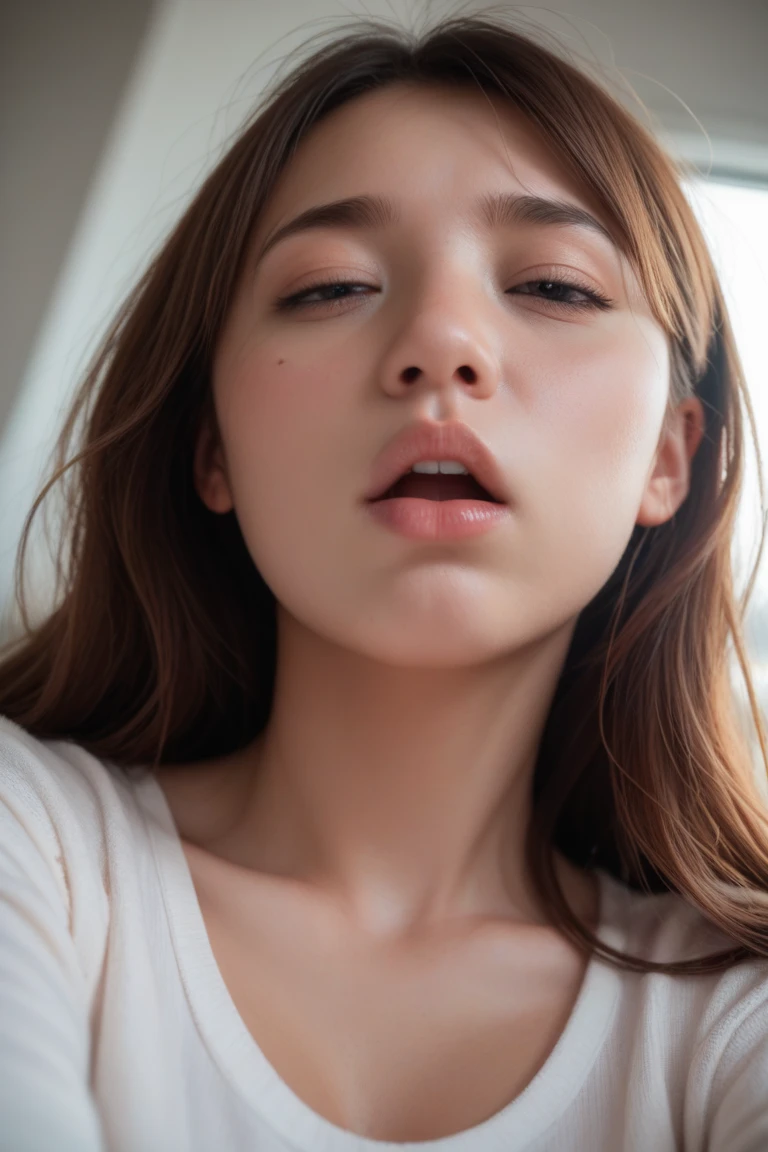 (1 Female:1.5),(Angle of view for the face only 1.5),(Sleepy expression ...