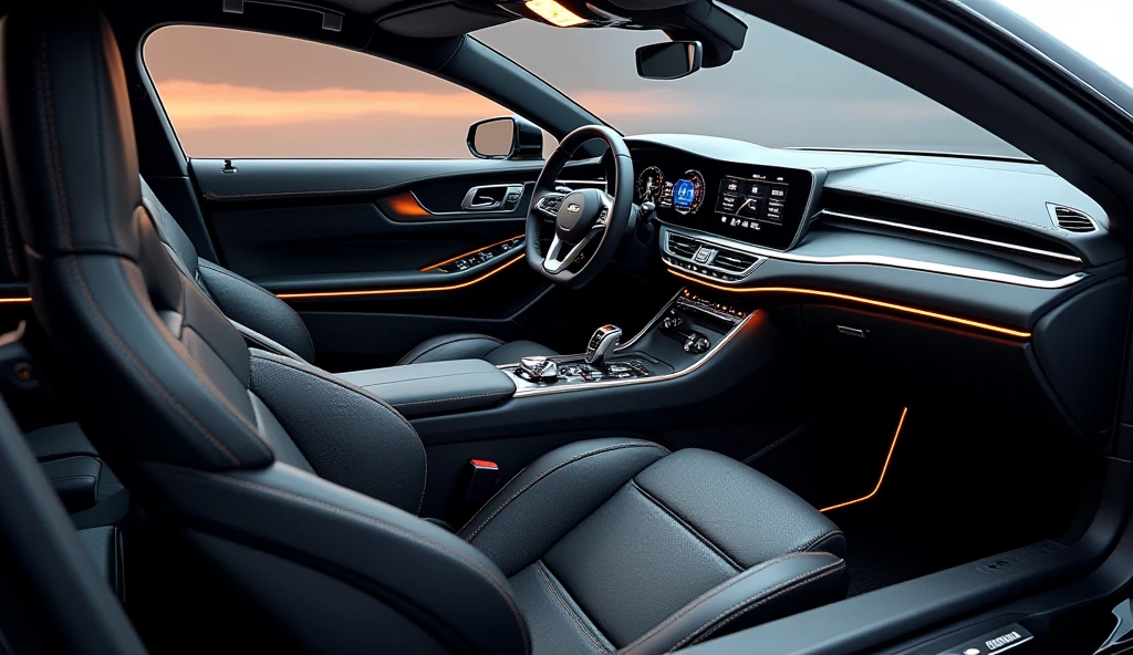 "A detailed interior view of a futuristic(2025 chavy Impala 396awith a ...