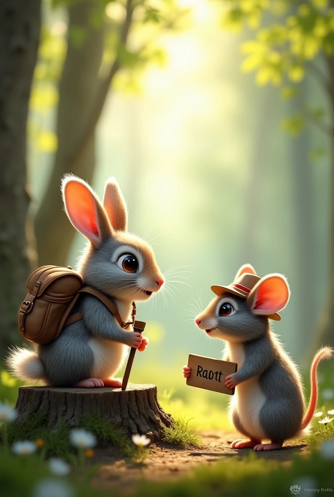 "Generate an image of a realistic rabbit, named Rosie, sitting on a ...