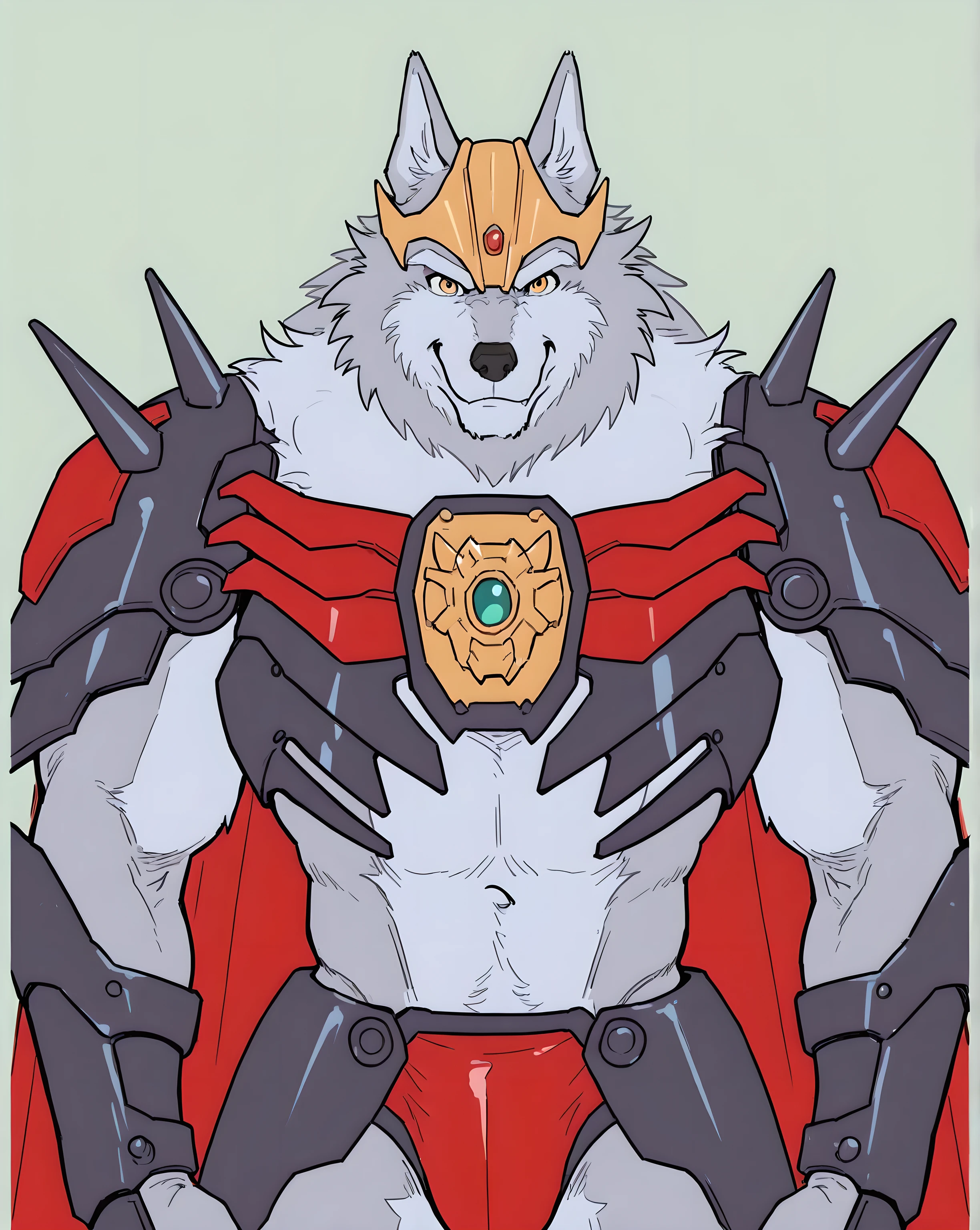 A close up of a cartoon of a wolf with armor on - SeaArt AI