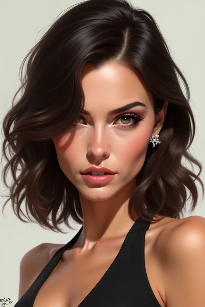 Strong brunette woman with medium hair ,As avatar IA - SeaArt AI